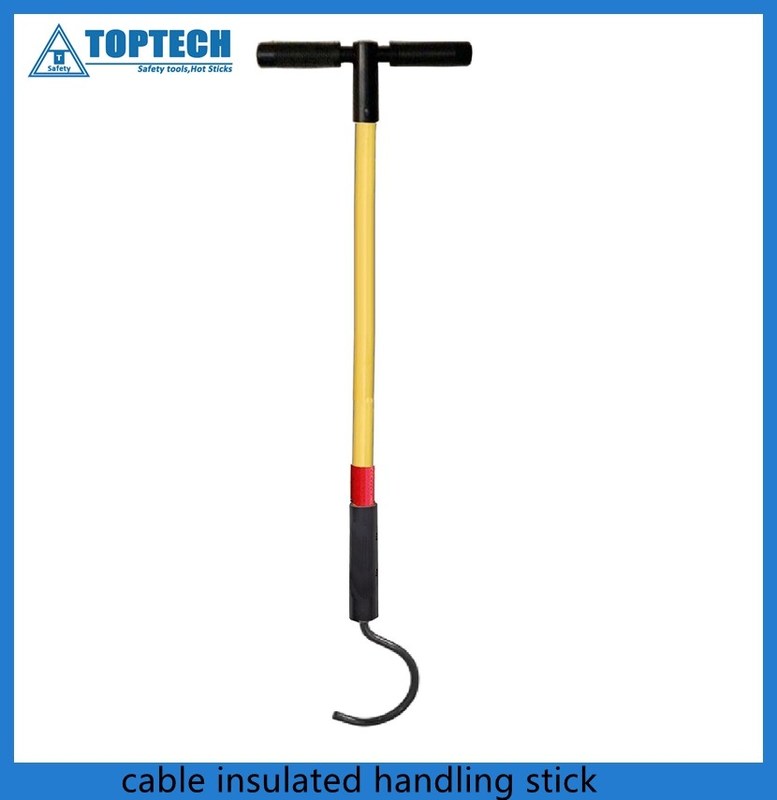 Insulated Cable hook stick with T bar handle, yellow color insulate frp ...