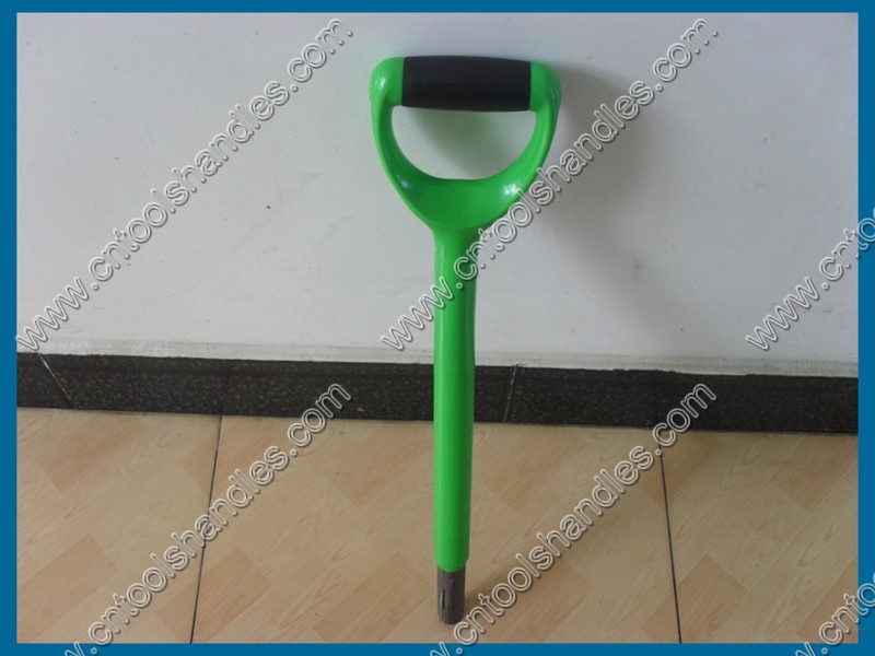 steel tube shovel/spade handle with plastic coated, D grip, green color ...